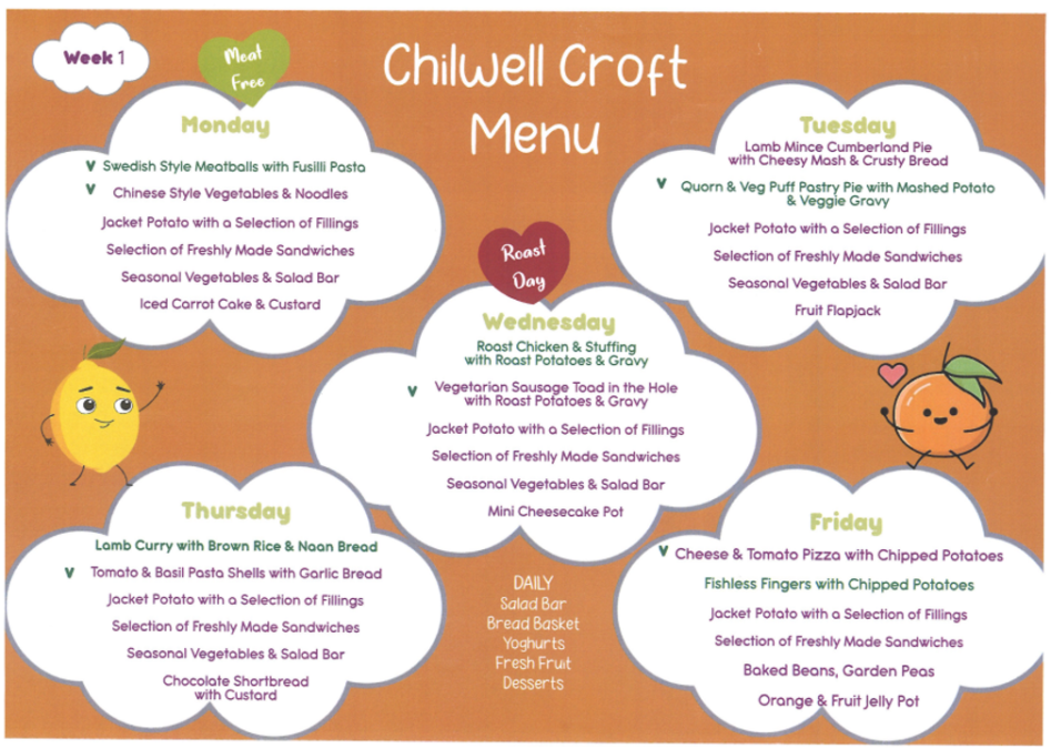 School Menu | Chilwell Croft Academy